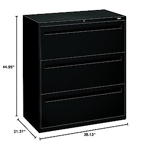 HON 783LP 700 Series 36 by 19-1/4-Inch 3-Drawer Lateral File, Black