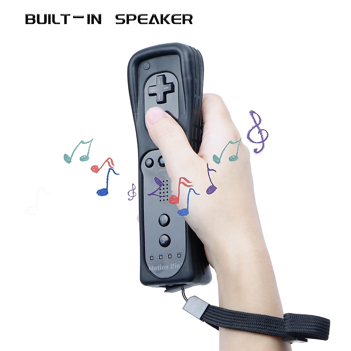ECRABONE Wii Nunchuck Remote Controller 2 Pack with Motion Plus Compatible with Wii & Wii U Console | Wii Remote Controller with Shock Function (Black + Blue)