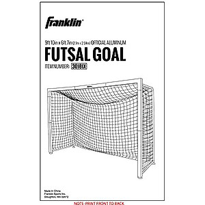 Franklin Sports Futsal Goal - Aluminum Official Size Futsal Goal - Indoor Soccer Net - Folding, Portable Futsal + Soccer Goal - 9' 10" x 6'7"