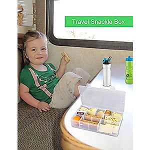 Tnqhuq Plastic Organizer Box Craft Box Bead Organizer Tackle Box Organizer 2 Pack 15 Large Grids Clear Craft Storage Box Snackle Box Container Washi Tape Organizer