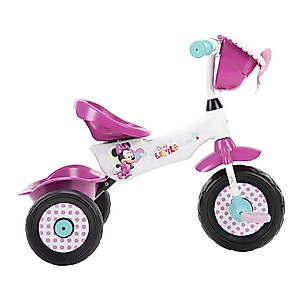 Huffy Disney Minnie Mouse Girl's Trike, Ideal for Ages 3+, Minnie Mouse Graphics, Pink Handlebar Bow Basket, Storage Bins for Snacks or Toys, Sturdy and Durable, Safe for Toddlers