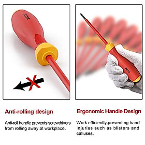 XOOL 1000V Insulated Electrician Screwdrivers Set with Magnetic Tips, Slotted and Phillips Bits Non-Slip Grip, 8 Piece