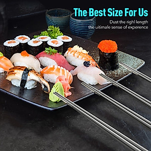 SFOPORD 5-Pairs Metal Chopsticks - Reusable Chopsticks set, 316 Stainless Steel Chopsticks Dishwasher-safe, Square Lightweight Chopsticks Easy to Use and Clean - Gift Set