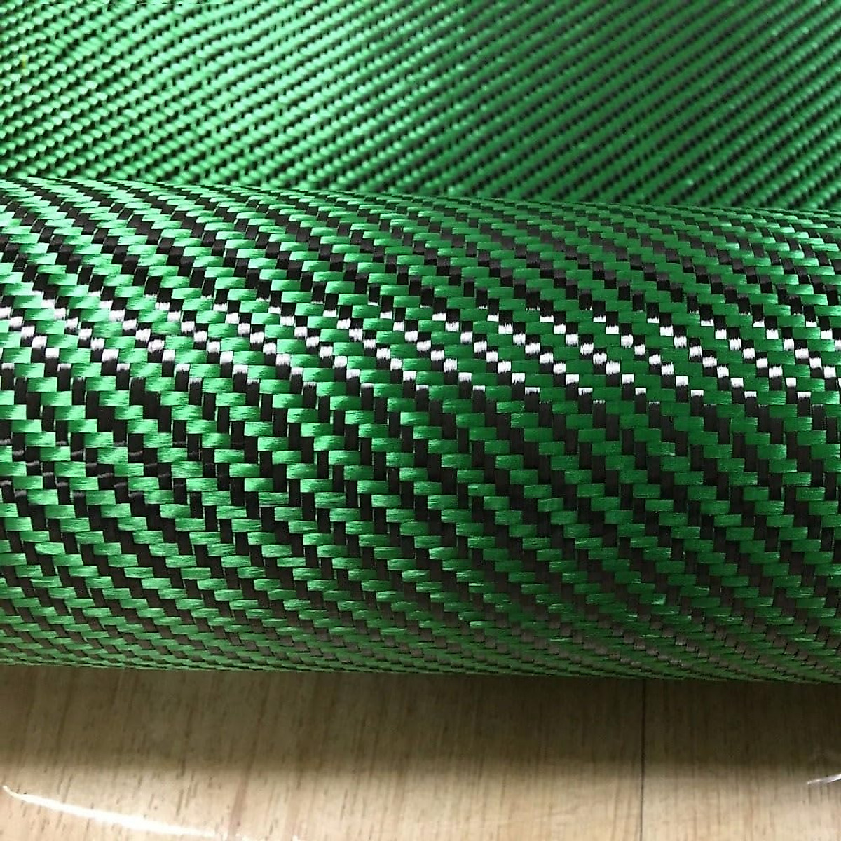 GatherTOOL 100cm*50cm Green Carbon Aramid Fiber Hybrid Fabric Cloth 3K Carbon Fiber Green Aramid Fiber 190gsm 0.2mm Thickness
