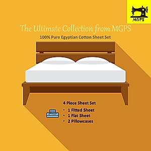 MGPS 400 Thread Count - 100% Pure Egyptian Cotton - 4 Piece Sheet Set, Fits Upto 15" Deep Pocket, Smooth & Soft Sateen Weave - |Queen, Chocolate Solid|