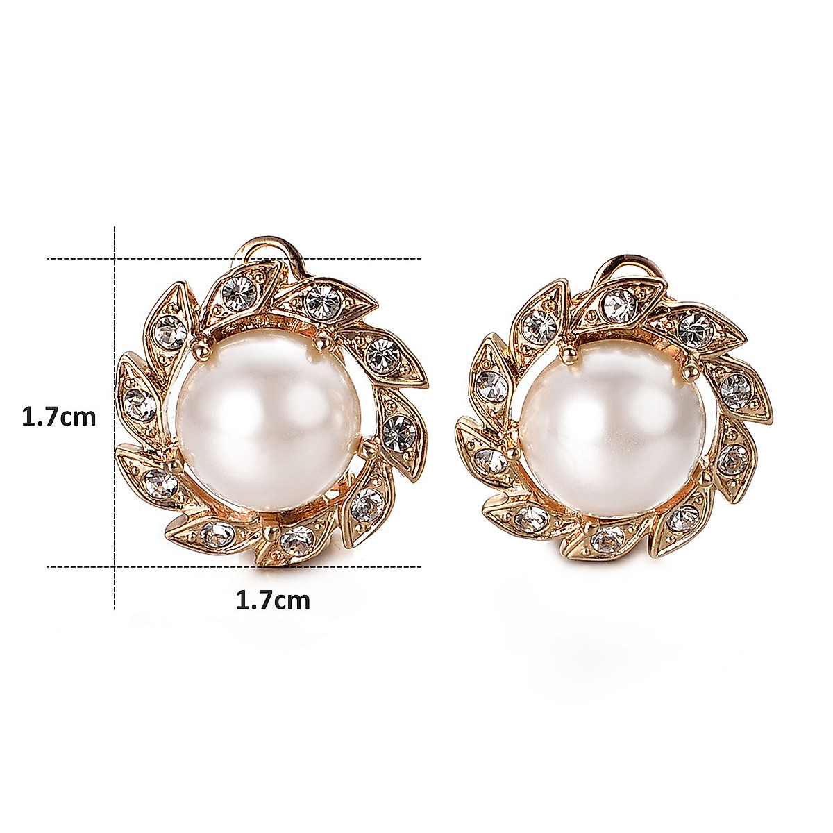 JOLCHIF Faux Pearl Clip on Earrings for Women Non Pierced Ear 18K Rose Gold Plated Sunflower Cz on Wedding Earrings Jewelry