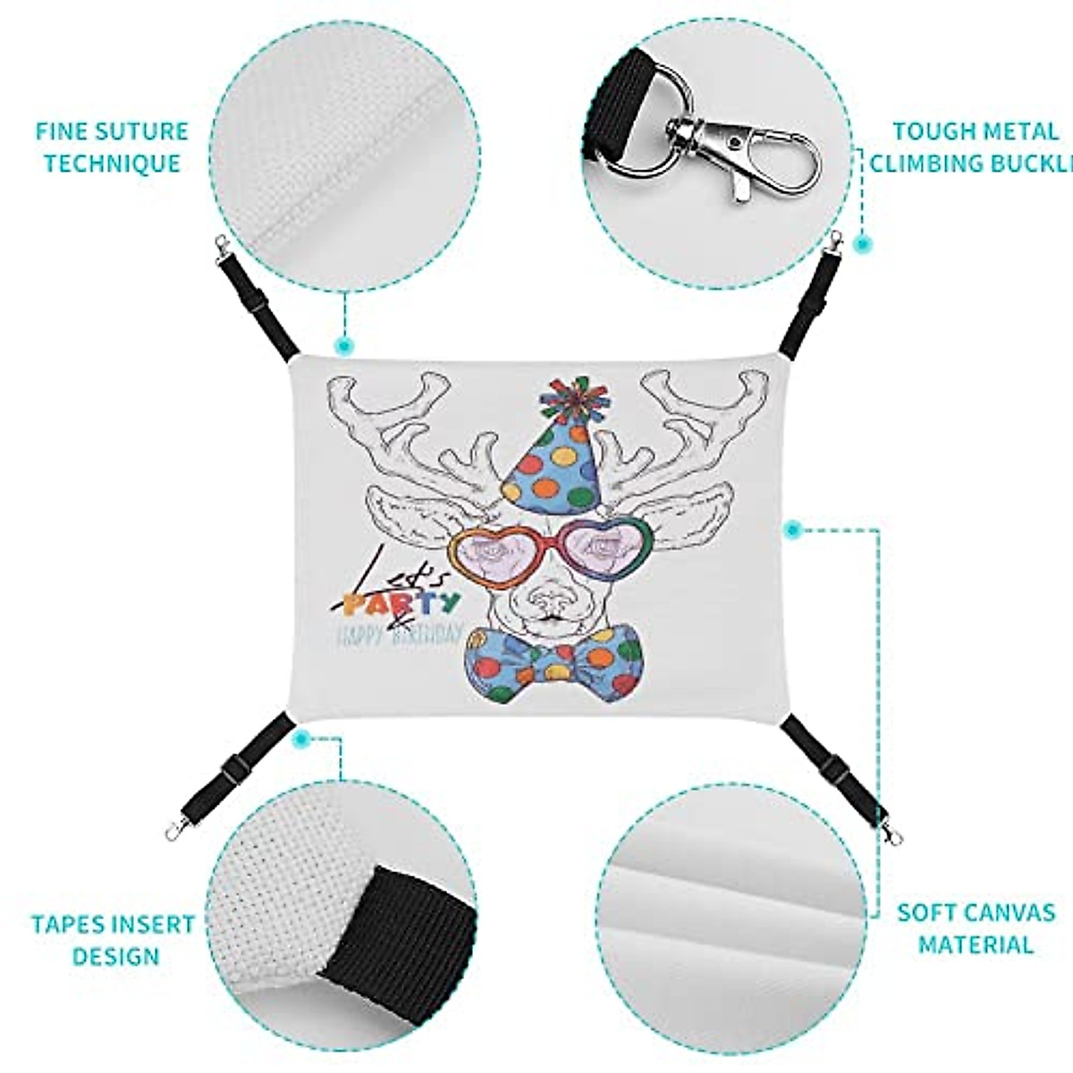 Party Holiday Deer Pet Hammock Bed Guinea Pig Cage Hammock Small Animal Hanging Bed for Ferret, Chinchilla, Puppy and Other Small Animals