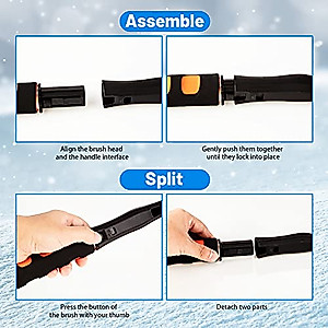 3 Pieces Snow Scraper for Car Detachable Ice Scraper and Brush with Foam Grip Detachable Snow Mover No Scratch for Winter Cars Windshield Trucks SUVs, Green Orange Blue