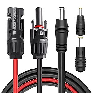 Goupchn Solar Panel Connector to DC 5.5mmx2.1mm Adapter Extension Cable 16 AWG 4.59ft/1.4m with DC 8mm, DC 4mmx1.7mm Adapter for Portable Power Station, Solar Generators