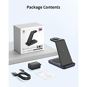 Wireless Charger for Samsung&Android: JoyGeek 3 in 1 Charging Station for Galaxy Watch5 Pro/4/3/Active2/1 - Phone Charger Stand for S23 Ultra/S22/S21/S20/Note 20, Z Fold&Flip Series, Buds2 Pro