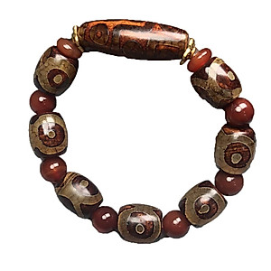 Tibetan Old Agate Three Eyes Nine Eyes Dzi Bead Bangle