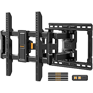 Perlegear UL-Listed Full Motion TV Wall Mount for 40–86 Inch Flat Curved TVs up to 132 lbs, 12″/16″ Wood Studs, TV Mount Bracket with Tool-Free Tilt, Swivel, Extension, Max VESA 600 x 400mm, PGLF15