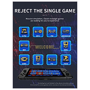 Powkiddy X70 Handheld Game Console Retro Video Game Console Built-in 5500 Games, 32G 7-inch IPS Screen Linux Open Source Game Console Portable Gaming Console for Gameboy (Black 32G )