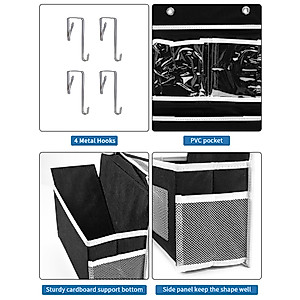 JARLINK 2 Pack Over The Door Hanging Organizer with 4 Large Pockets, Back of Door Storage for Baby Nursery Bathroom Bedroom Kitchen Dorm Closet Pantry Camper RV (Black)