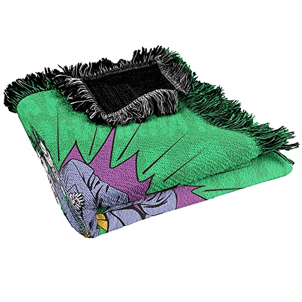 LOGOVISION Batman Blanket, 50"x60" The Joker Burst Woven Tapestry Cotton Blend Fringed Throw