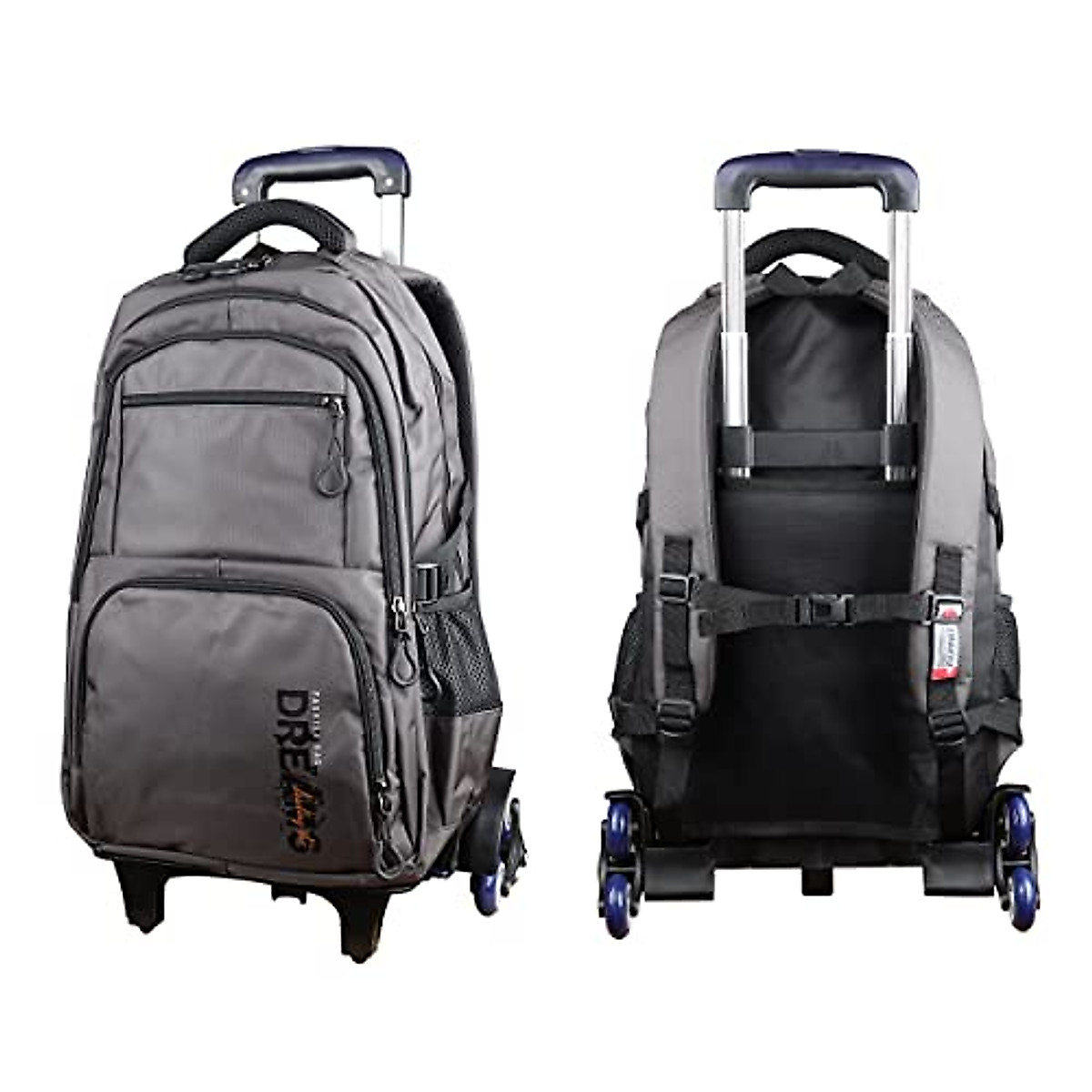 VILINKOU Rolling Backpack with Wheels Backpacks on Wheels for Boy and Girl, 18 inch Wheeled Backpack for School, Travel (Grey)