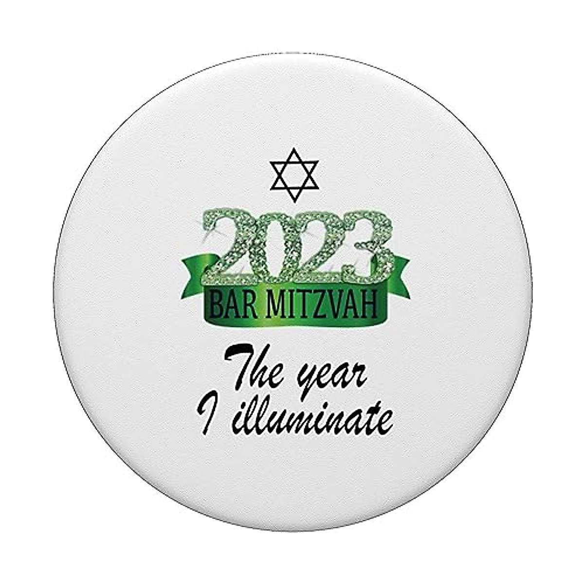 2023 Bar Mitzvah Quote Festive White Green Decor PopSockets Standard PopGrip