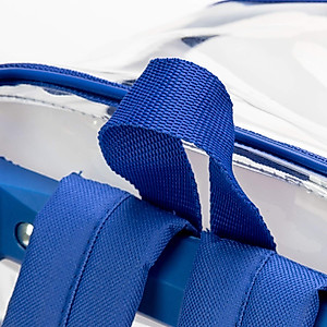 K-Cliffs Rolling Clear Backpack Heavy Duty Bookbag Quality See Through Workbag Travel Daypack Transparent School Book Bags with Wheels Royal Blue