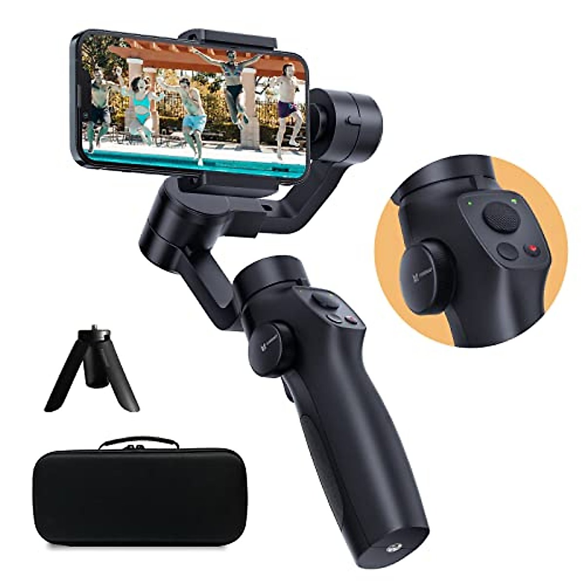 3-Axis Gimbal Stabilizer for iPhone 14 13 12 Pro Max XS X XR Samsung s21 s20 Android Smartphone, Handheld Gimble with Focus Wheel, Phone Stabilizer for Video Recording Vlog - FUNSNAP Capture 2s Combo