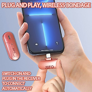 JIIFO Lavalier Microphone for iPhone iPad(2 TX + 1 RX + Charging Case),Wireless Clip Mic,Plug-Play Microphone for iPhone Video Recording,Interview Live Stream,Podcast,YouTube,TikTok(Pink)