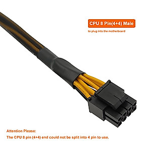 YEZriler (2-Pack) Molex to 8 Pin CPU Power Cable, LP4 Molex Male to CPU 8 Pin (4+4) EPS-12V Power Adapter Converter Sleeved 20.8-inch (53cm)