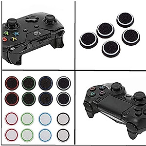 4Pcs Replacement SiliconeThumb Grip Cover for White and Black Game Supplies Durable and Deft