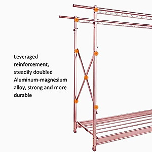 Drying Rack Floor Folding Indoor and Outdoor Home Balcony Cool Hanger Double Pole Telescopic Clothes FANJIANI (Color : Gold)