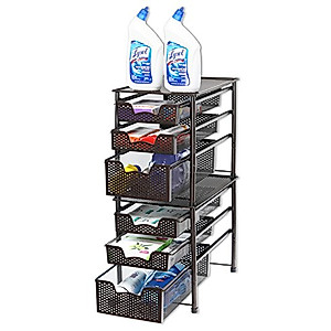 Simple Houseware Stackable 3 Tier Sliding Basket Organizer Drawer, Bronze
