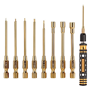 INJORA 8 in 1 RC Hex Screwdriver Nut Driver & Phillips Screwdriver Tool Set, 1/4" Drive Hex Bit Set, RC Car Tools Kit, Allen Wrenches For 1/18 1/24 RC Mini Crawler Car Axial SCX24 AX24 FMS FCX24 TRX4M