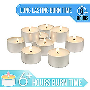 Stonebriar 50 Pack Unscented Tea Light Candles with 6-7 Hour Extended Burn Time
