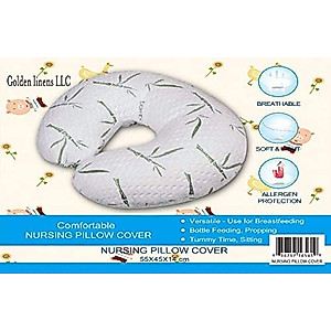 Golden Linens LLC Nursing, Breastfeeding Support Pillow, Portable for Travel | Nursing Pillow for Boys & Girls with Washable Zippered Bamboo Pillow Covered