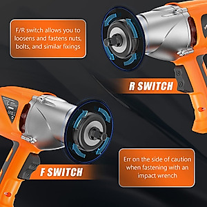 ENERTWIST 8.5A Electric Impact Wrench 1/2 Inch 450 N.M Max Torque Corded 4 Sockets Impact Wrench with Hog Ring Anvil