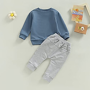 LXXIASHI Toddler Baby Boy Clothes Set Letter Print Pant Set Long Sleeve Crewneck Sweatshirt Top + Pant 2Pcs Fall Outfits