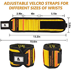 Magnetic Wristband Tool with 15 Strong Magnets for Holding Screws, Nails, Drill Bits for DIY Handyman, Father/Dad, Husband, Boyfriend, Him, Men, Women (yellow)