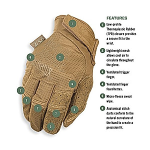 Mechanix Wear: Tactical Specialty Vent Tactical Gloves, Touch Capable, High Dexterity, Gloves for Airsoft, Paintball, and Field Work, Work Gloves for Men (Brown, Large)