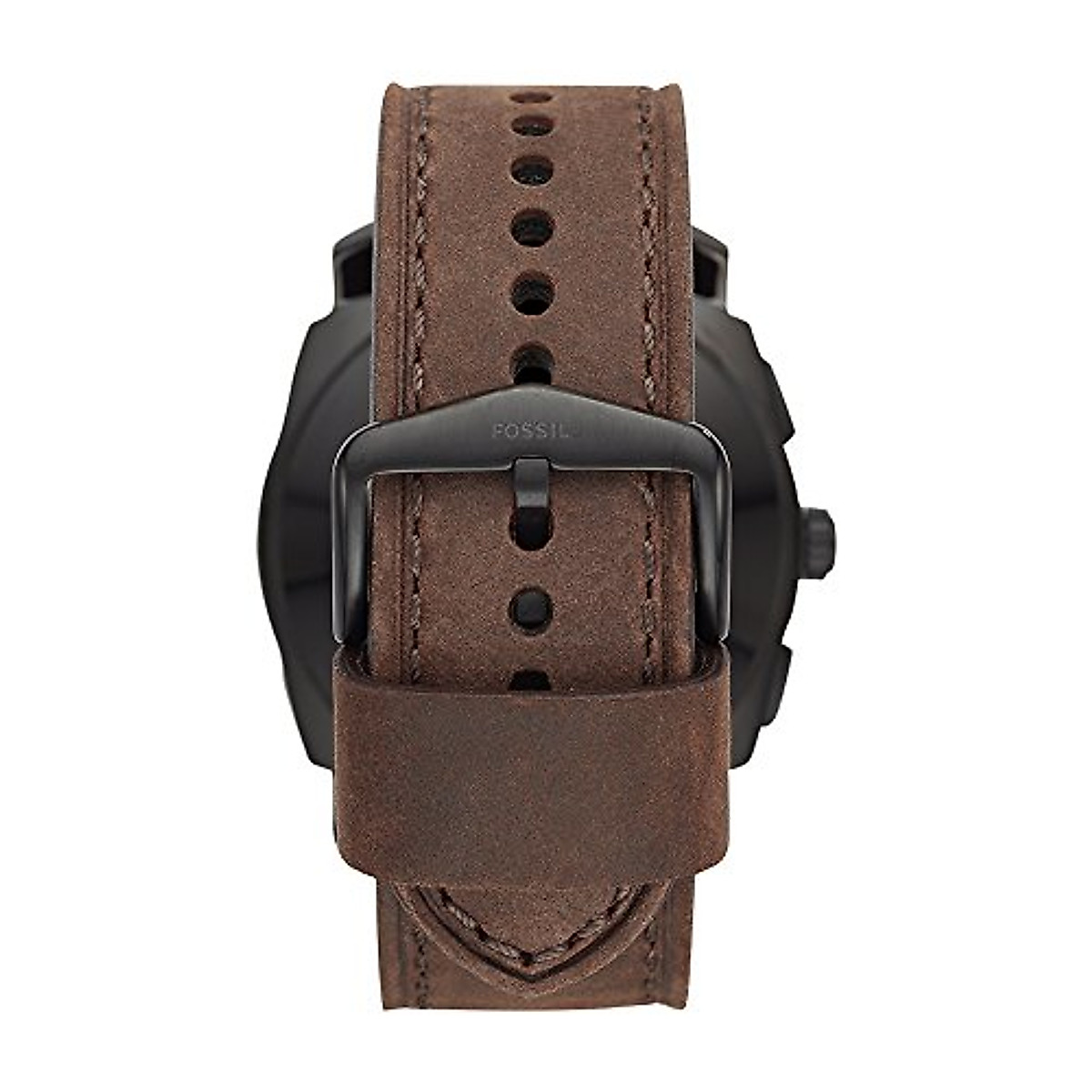 Fossil Men's 45mm Machine Stainless Steel and Leather Hybrid Smart Watch, Color: Black, Brown (Model: FTW1163)