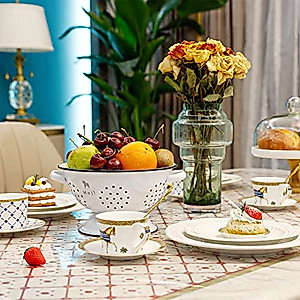 Enamel Fruit Bowl Basket for Kitchen Counters Decorative Fruit Bowl Home Table Decor, Applicable to Farmhouse Decor, Holiday Decoration (Pony)