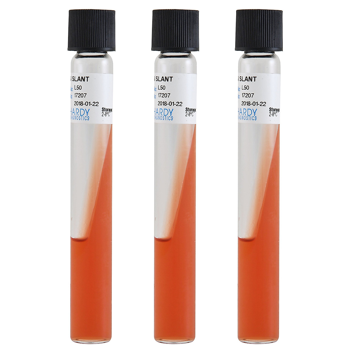 TSI (Triple Sugar Iron) Agar Slant, for The Identification of Enteric Bacteria, 8.0ml, 16x125mm Tube, Order by The Package of 20, by Hardy Diagnostics