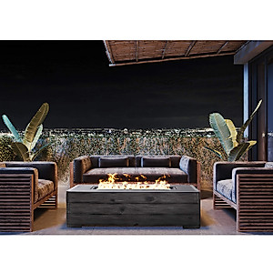 MUPATER 48’’ Patio Propane Gas Fire Pit Table Rectangular with Blue Fire Glass and Cover for Outside, 50000 BTU Auto-Ignition Fire Table Tank Outside Without Tank Cover, 48''L x 20''W x 18.5''H, Grey