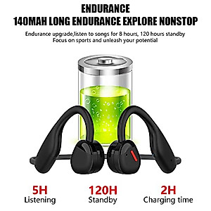 Open Ear Air Conduction Headphones, Wireless Earphones Bluetooth 5.3 Headset, Up to 10+ Hours Playtime Sports Headphones for Running/Cycling/Hiking/Gym/Climbing/Driving/Music/Gaming/Working (Black)