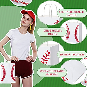 100 Pieces Baseball Paper Gift Bags with Handle Baseball Goody Candy Bags Treat Bags for Baseball Party Favors Birthday Party Gift Wrapping Supplies