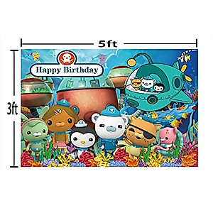 Octonauts Backdrop Birthday Party Decorations Photo Background, 8 Pcs Cosplay Masks, Party Supplies for Kids