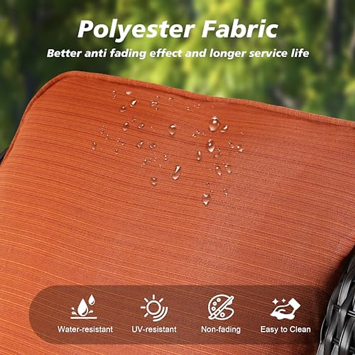 XIZZI Patio Furniture Sets with High Back Sofa,5 Pieces Outdoor Furniture Conversation Set,All Weather Wicker Outside Couch with Chairs and Ottomans,Brown Wicker Orange Red