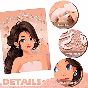 42 Pcs Pin The Ring on The Bride Bridal Shower Bachelorette Party Night Game Bridal Party Games Pin The Ring Game with Rose Gold Bridal Poster Ring Stickers Blindfold for Women Wedding Engagement