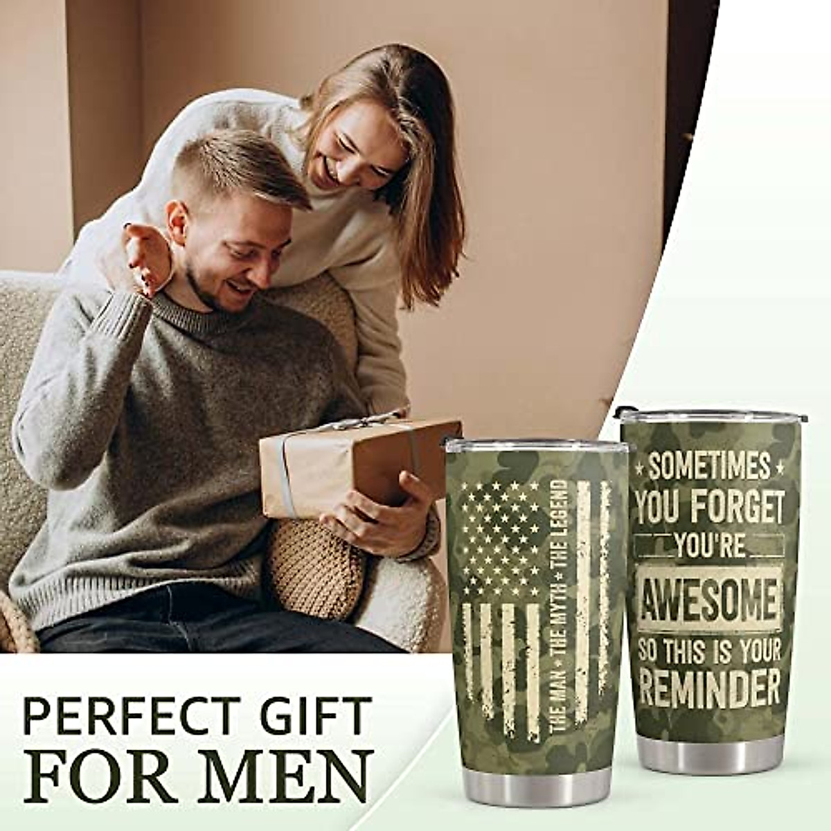 Macorner Gifts for Men - Stainless Steel Tumbler 20oz - Fathers Day & Veteran Gift For Men Dad Grandpa - Christmas Birthday Thank You Gifts For Men Husband Brother Uncle Coworkers Friends Employee