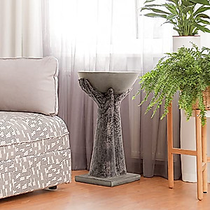 SUNBURY Outdoor Indoor Side Table, 23" Hand-Shaped Side Table Plant Stand, Accent Side Table, Decorative Garden Stool