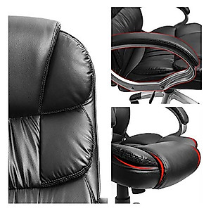 Furmax Leather High Back Office Chair Ergonomic Executive Office Chair Swivel Computer Desk Chair Lumbar Support Soft Cushioned Padded Arms (Black)