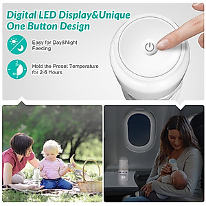 Bubblbay Portable Bottle Warmer,104° Digital Thermostat Baby Bottle Warmer with Upgraded 5 Adapters Leak-Proof Design,Wireless LED Display Travel Bottle Warmer for Breastmilk or Formula