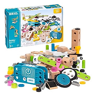 BRIO Builder 34591 - Builder Motor Set - 120 Piece Construction Set STEM Toy with Wood and Plastic Pieces and a Motor for Kids Age 3 and Up