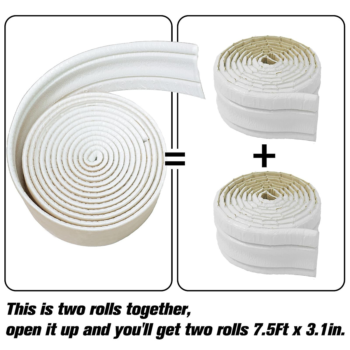 WAPANE 180" x 3.1" Peel Stick Foam Molding Baseboard Trim Self Adhesive, Crown Molding Wallpaper Border Flexible, 3D Wall Edging Lines Foam Wall Base Moulding Trim